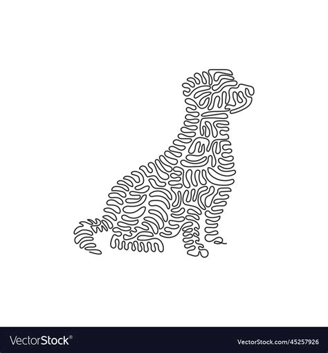 Continuous Curve One Line Drawing Of Cute Sitting Vector Image