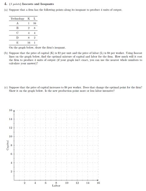 solved 4 5 points isocosts and isoquants a suppose that