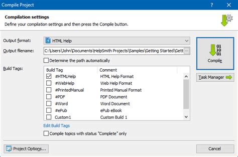 HelpSmith 7 2 Released Batch Compilation Mode Compilation Log With