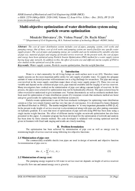 pdf multi objective optimization of water distribution system using