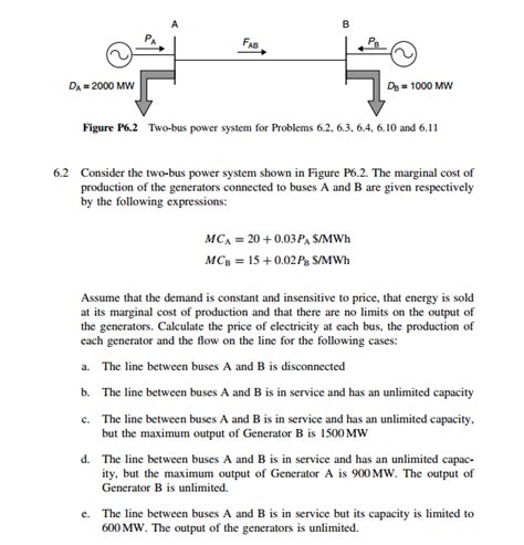 Solved Two Bus Power System For Problems 6 2 6 3 6 4 Chegg Com