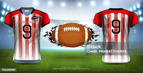 미식 축구 또는 축구 유니폼 유니폼 현실적인 그래픽 프레 젠 테이 션 이랑 서식 파일 아트 워크 텍스트 이미지 로고를 적용할 쉬운 가능성에 대 한 전면 및 후면 보기를