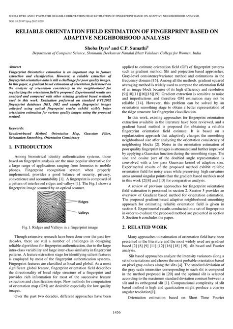 Pdf Reliable Orientation Field Estimation Of Fingerprint Based On