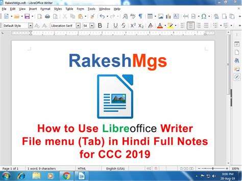 How To Use Libreoffice Writer File Menu Tab In Hindi Full Notes For CCC
