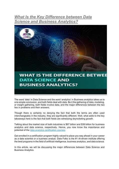 What Is The Key Difference Between Data Science And Business Analytics