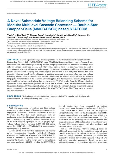 pdf a novel submodule voltage balancing scheme for modular multilevel cascade converter
