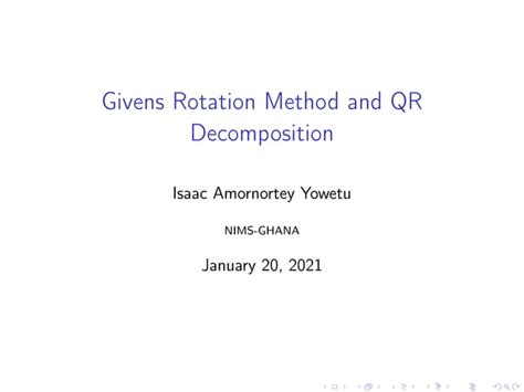 Givens Rotation Method Pdf