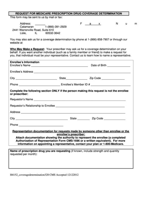 Request For Medicare Prescription Drug Coverage Determination Form