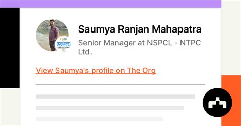 Saumya Ranjan Mahapatra Senior Manager At Nspcl Ntpc Ltd The Org