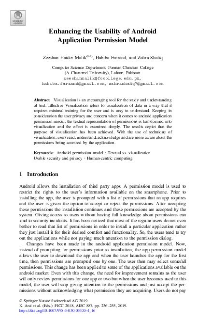 Pdf Enhancing The Usability Of Android Application Permission Model