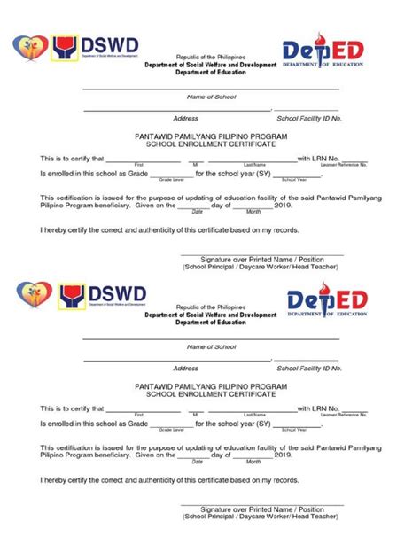 Certificate Of Enrollment 4ps Pdf
