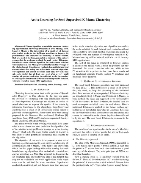 pdf active learning for semi supervised k means clustering