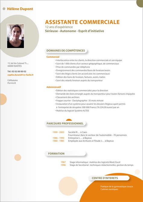 Exemple De Cv Commercial Tlcharger Au Format Word