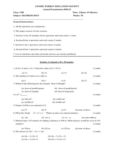 8 Maths Pdf Cartesian Coordinate System Area