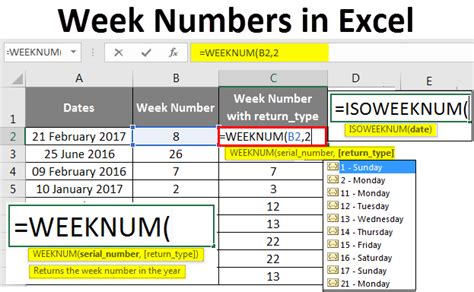 Week Numbers In Excel Weeknum And Isoweeknum Function