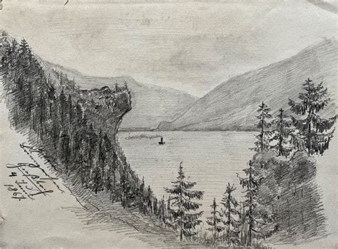 Lake Drawing Pencil