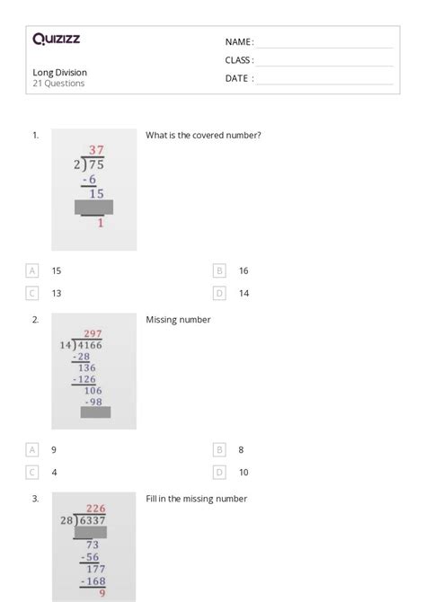 50 Long Division Worksheets For 3rd Grade On Quizizz Free And Printable