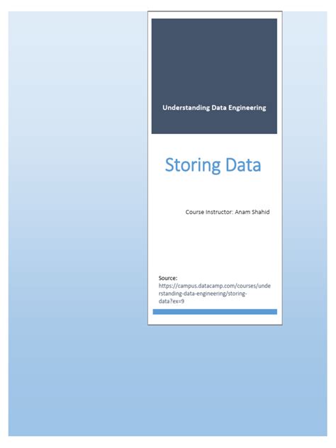 2 Data Engineering Storing Data Pdf Sql Databases