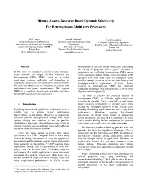 Pdf History Aware Resource Based Dynamic Scheduling For Heterogeneous Multi Core Processors
