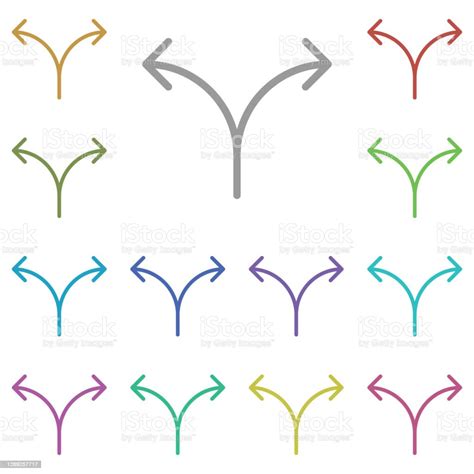 화살표 두 가지 방법 아이콘 간단한 얇은 선 흰색 배경에 Ui 및 Ux 웹 사이트 또는 모바일 응용 프로그램에 대해 설정 화살표 아이콘의 윤곽 벡터 요소 0명에 대한 스톡