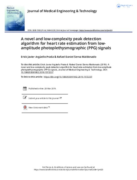 Pdf A Novel And Low Complexity Peak Detection Algorithm For Heart