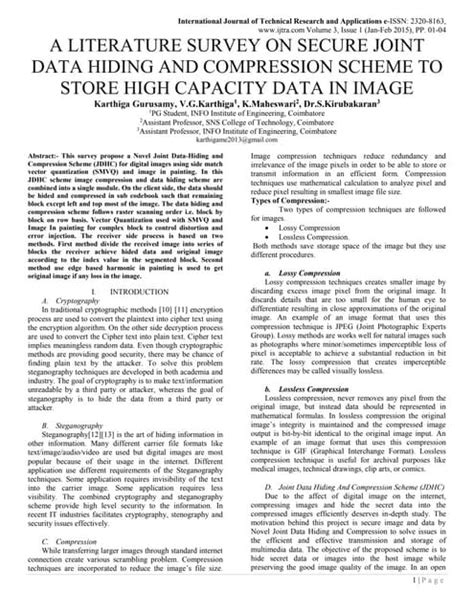 A Literature Survey On Secure Joint Data Hiding And Compression Scheme