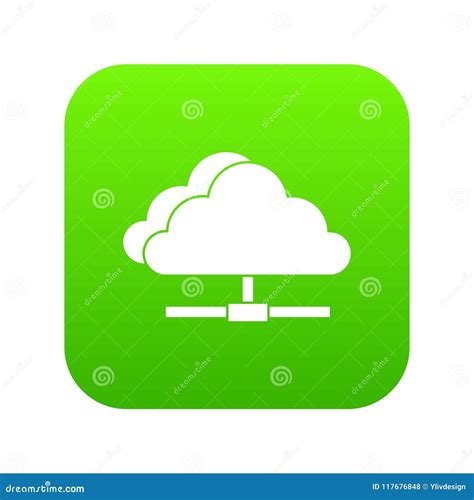 Cloud Computing Connection Icon Digital Green Stock Vector