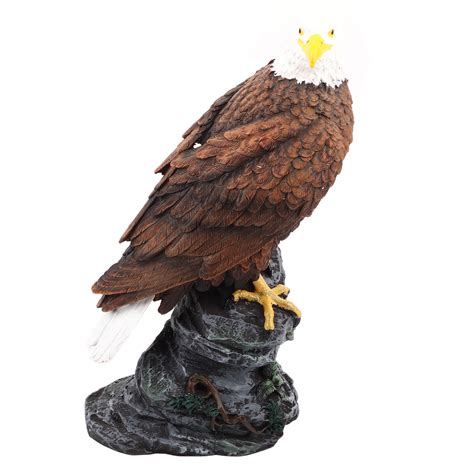 Outdoor Garden Decor Sculptures Statues Bald Eagle Stand On Stone