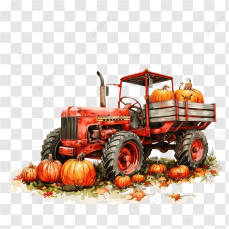 앞면과 뒷면 생성 Ai에 호박이 달린 트랙터가 있습니다 호박 트랙터 만화 Png 일러스트 및 이미지 에 대한 무료 다운로드 Pngtree
