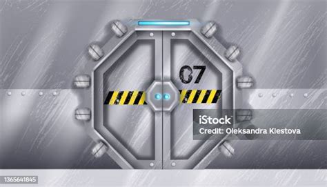 금속 우주선 문 벡터 실버 미래 실험실 게이트 강철 슬라이딩 포털 셔틀 룸 입구 0명에 대한 스톡 벡터 아트 및 기타 이미지 0명 3차원 형태 Sf 영화 Istock