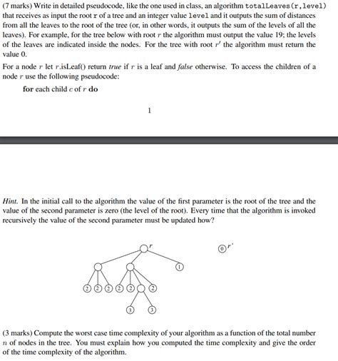 Solved Marks Write In Detailed Pseudocode Like The One Chegg