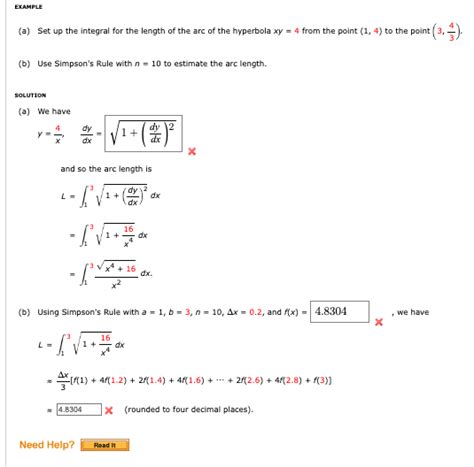 Solved A Set Up The Integral For The Length Of The Arc Of