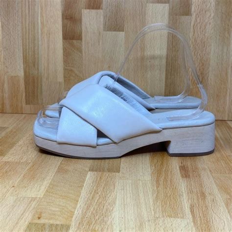 Sanctuary Off White Leather Lively Wooden Sandals Depop