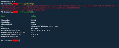 Get Appxpackage命令无法在powershell741中使用，但可在 Windows Powershell 51190414046使用 Microsoft Qanda