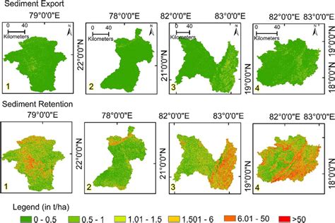 Spatial Variation In Estimated Sediment Export And Sediment Retention Download Scientific