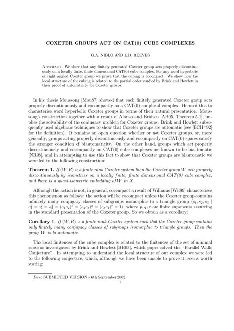 Pdf Coxeter Groups Act On Cat0 Cube Complexes