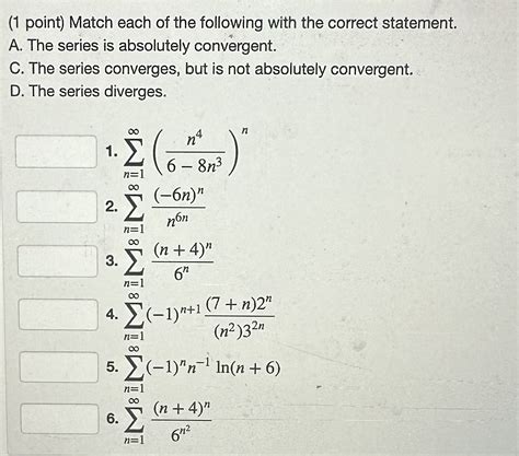 Solved 1 Point Match Each Of The Following With The