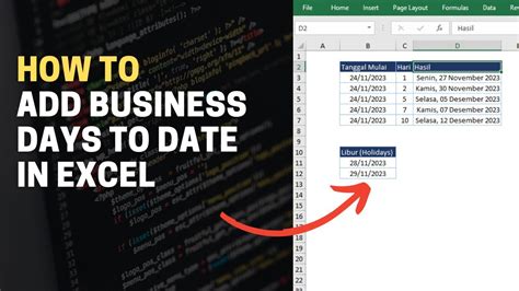 How To Add Business Days To Date In Excel Youtube