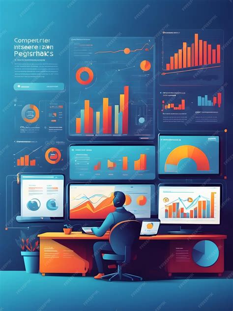 computer screens modern infographic statistics and data analytics premium ai generated image