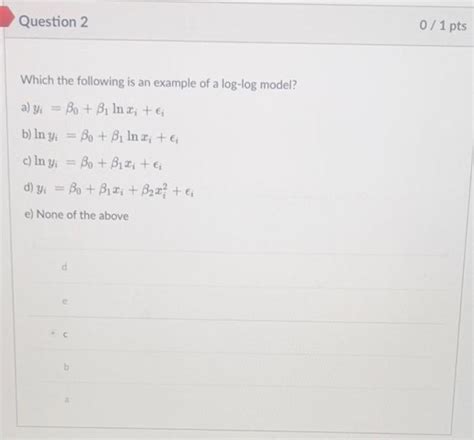 solved which the following is an example of a log log model