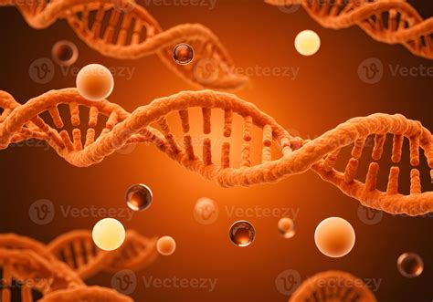 3d Dna Helix Structure With Spheres Molecular Biology Genetics