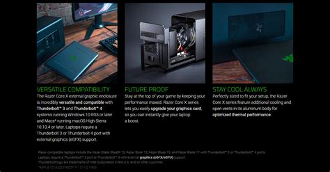 Razer Core X Thunderbolt 3 External Graphics Enclosure 2x 8 Pin 6 2 Pin Pci E Wide Graphics