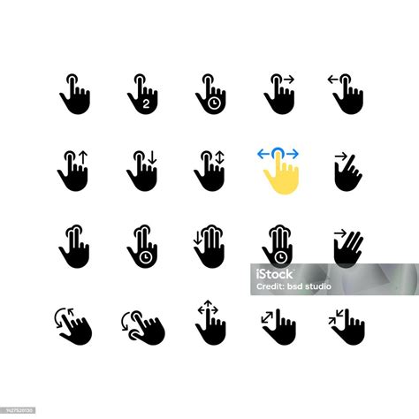 터치 제스처 공백에 설정된 검은 글리프 아이콘 가볍게 두드리기에 대한 스톡 벡터 아트 및 기타 이미지 가볍게 두드리기 감지기 개념 Istock