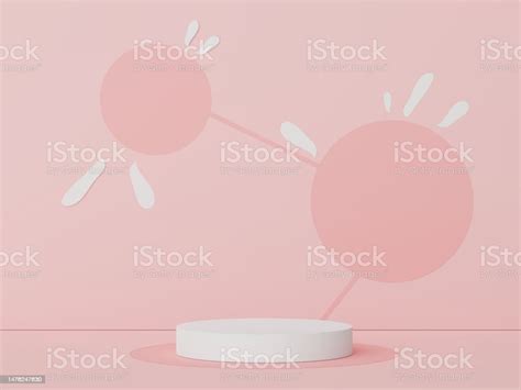 최소한의 기하학적 모양 디자인으로 3d 디스플레이 연단 모형 및 제품 프레젠테이션을 위한 렌더링 장면 0명에 대한 스톡 사진 및