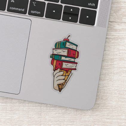Book Ice Cream Sticker Design Funny Laptop Stickers Laptop Sticker