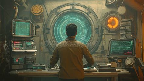 A Scientist Examines Data On A Computer Screen Within A Laboratory Stock Image Image Of