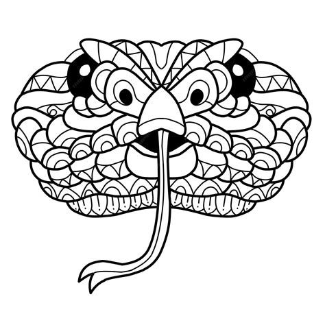 귀여운 뱀 색칠하기 책 Zentangle 손으로 그린에 고립 된 흰색 배경 프리미엄 벡터