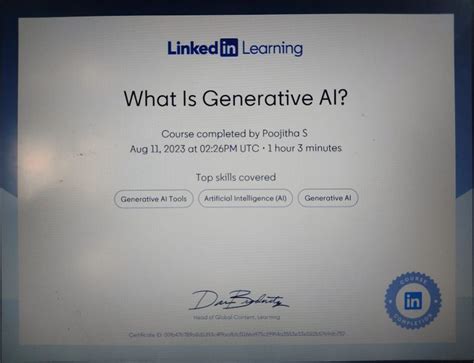 Poojitha S On Linkedin Completed What Is Generative Ai Course