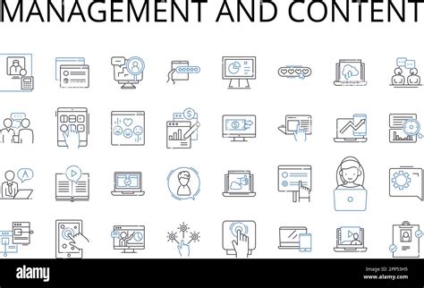 Management And Content Line Icons Collection Administration