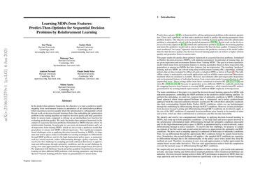 Learning Mdps From Features Predict Then Optimize For Sequential